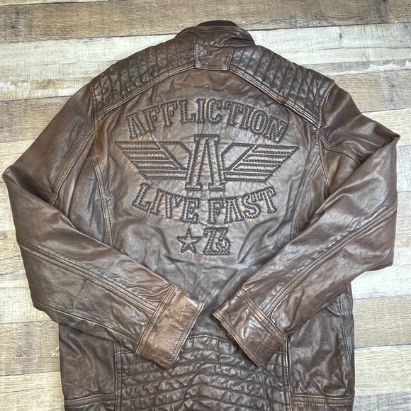 Affliction | Jackets & Coats | New Affliction Men Live Fast Leather ...